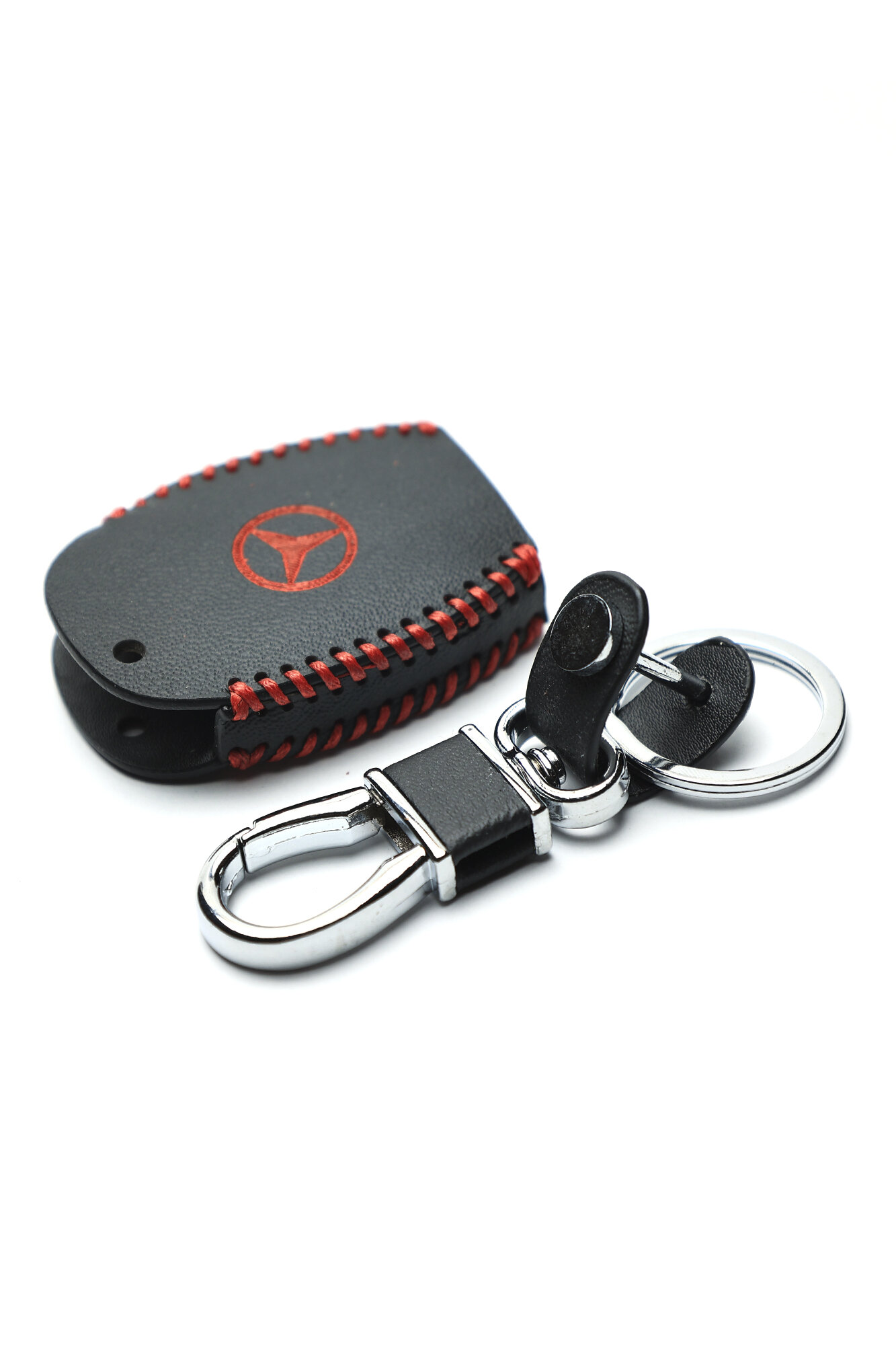 Чехол для автомобильного ключа Mercedes (Мерседес) Цвет нити Красный