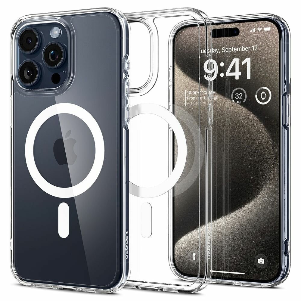 Чехол Spigen на Apple iPhone 15 Pro Max (ACS06576) Ultra Hybrid MagFit / Спиген чехол для Айфон 15 Про Макс MagSafe, противоударный, с защитой камеры, белый