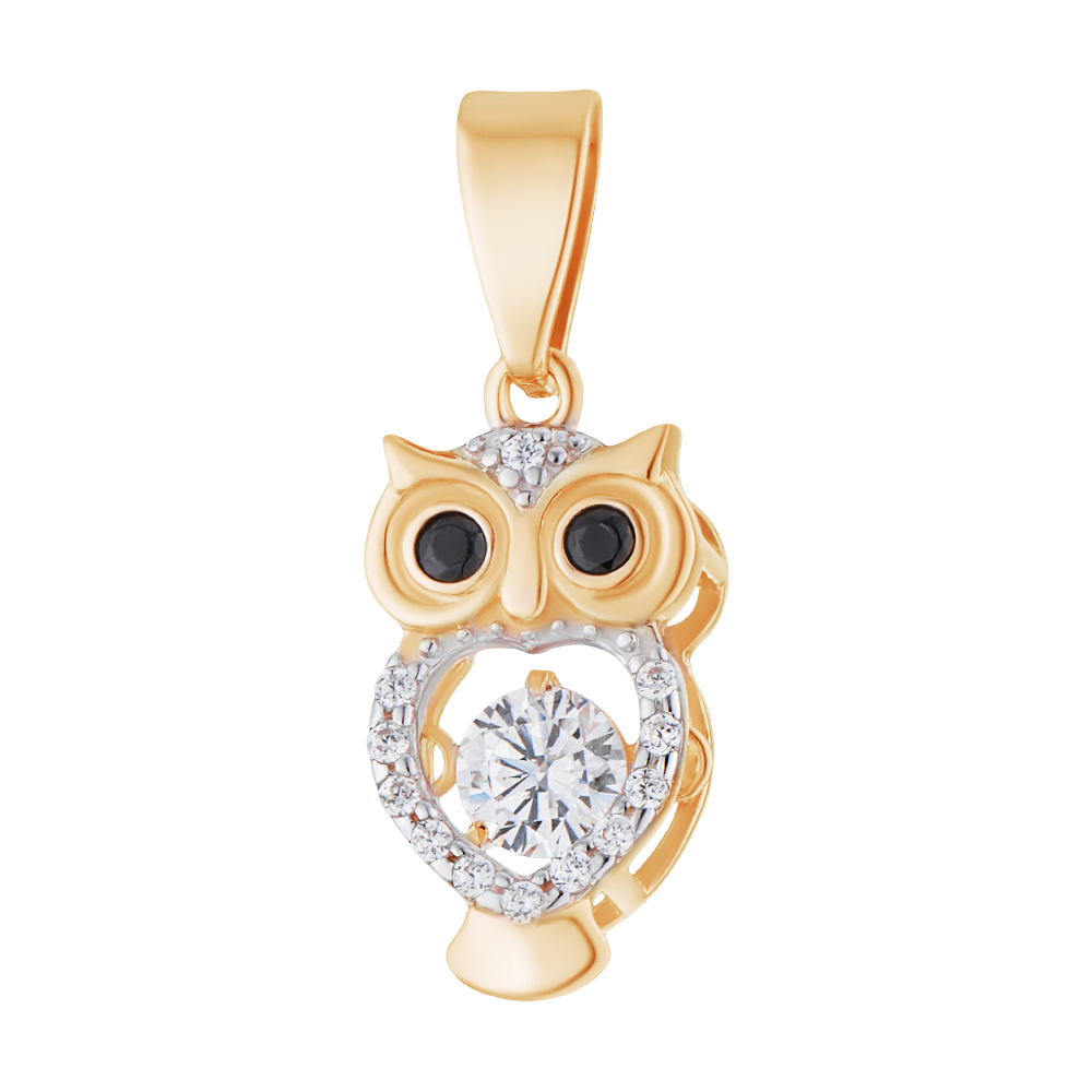 Подвеска, красное золото, 585 проба, фианит