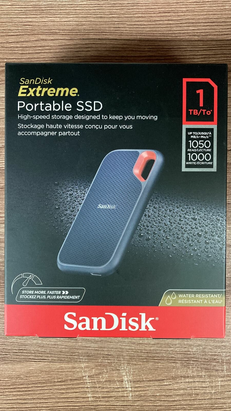 1 ТБ Внешний SSD SanDisk Extreme Portable V2, USB 3.2 Gen 2 Type-C, черный скорость 1050