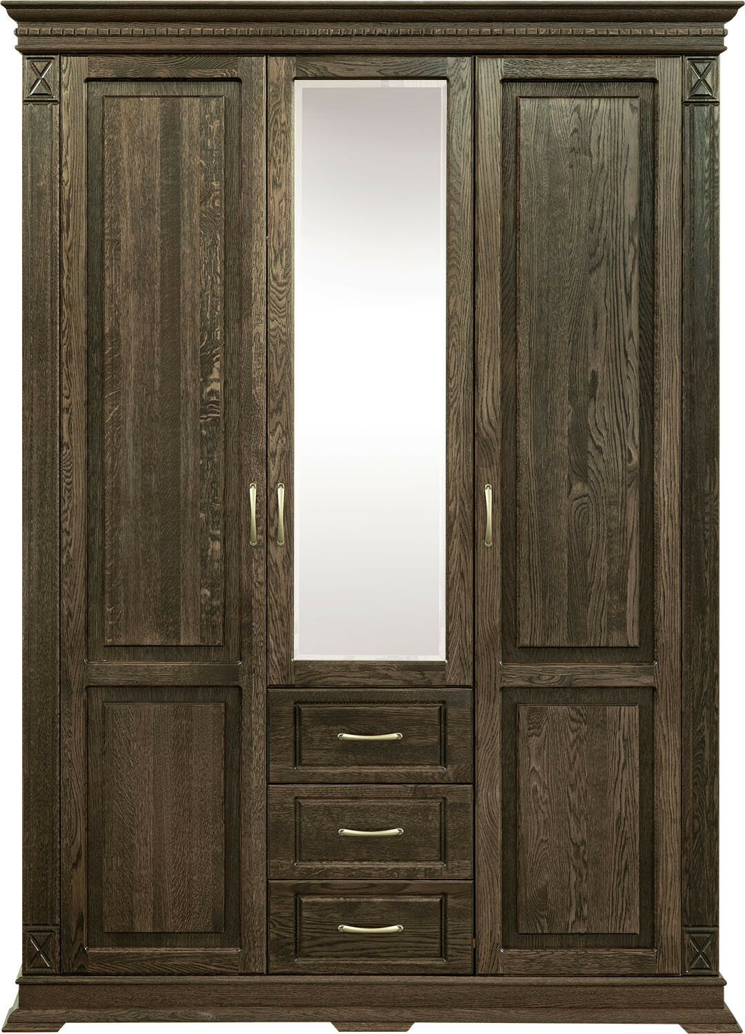 Шкаф распашной , Верди Premium 031 классический орех 3, 3 ящика, 3 дверки 150*55*220