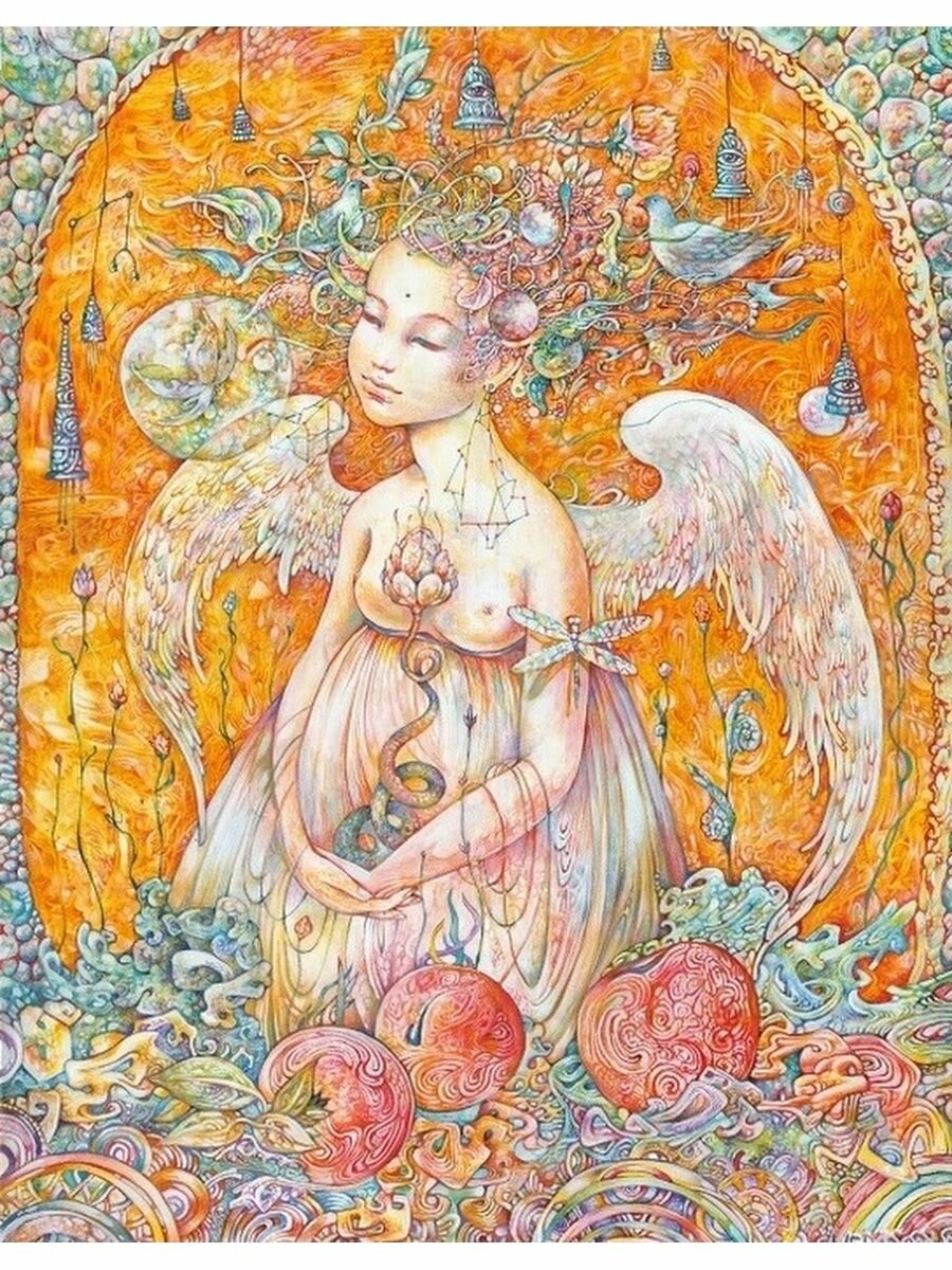 Картина-медитация на ткани с бамбуковыми палочками, габардин