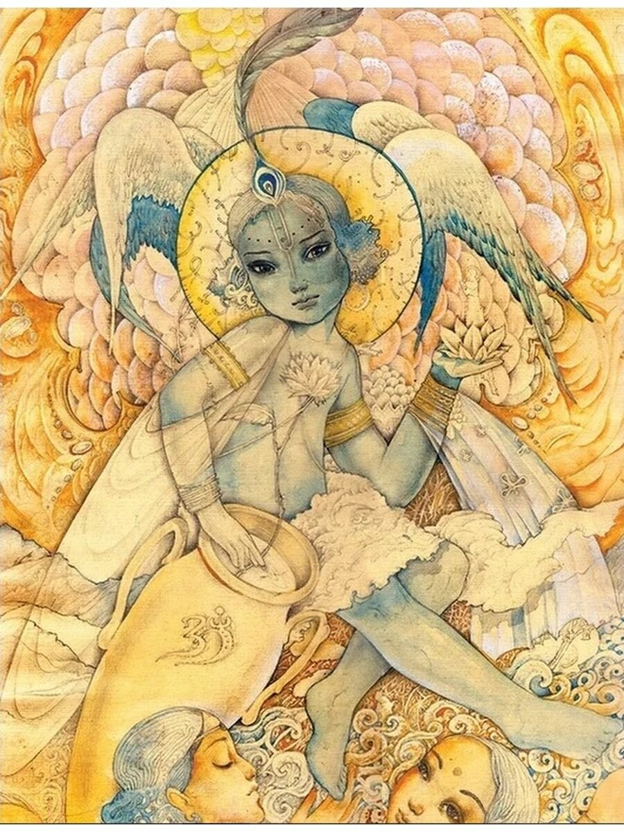 Картина-медитация на ткани с бамбуковыми палочками, габардин