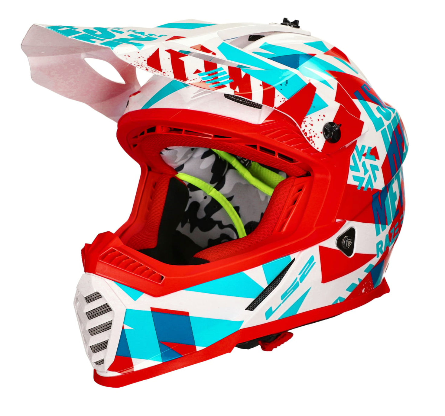 Мотошлем детский LS2 MX437 FAST MINI FUNKY (красно-белый глянцевый, S)