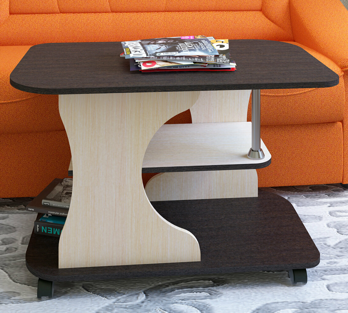 Журнальный стол МК "Пирамида" Вальс, цвет венге/молочный дуб, 61х94х55 см