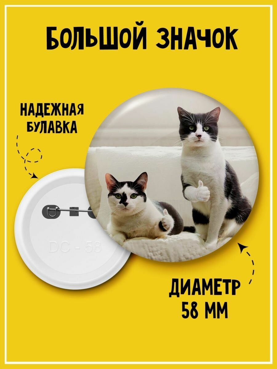 Значок на рюкзак/одежду котики мем