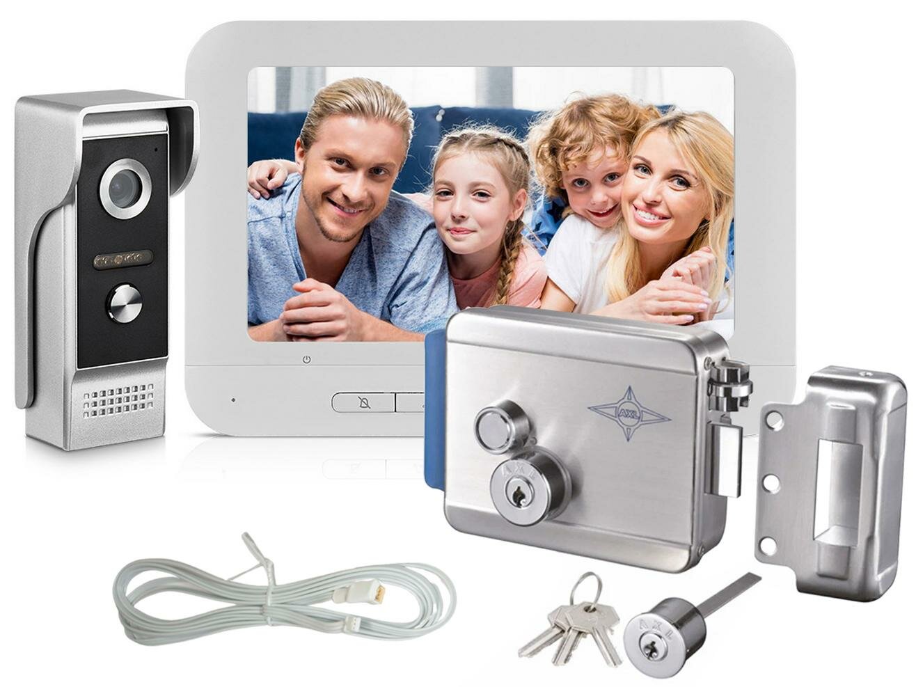 Комплект домофон цветной - электромеханический замок: ЕП-7100 + Anxing Lock-AX091 (I32811KO) - замок на дверь электромеханический с домофоном