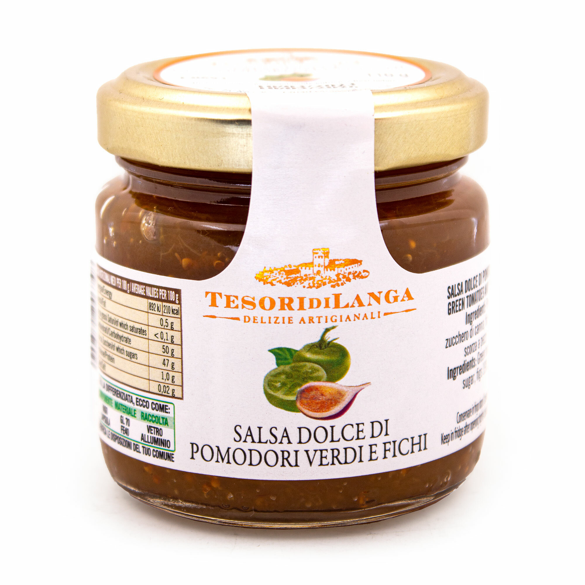 Соус сладкий для сыра из зеленых томатов и инжира, TESORI DI LANGA, 0,110 кг (ст/б)