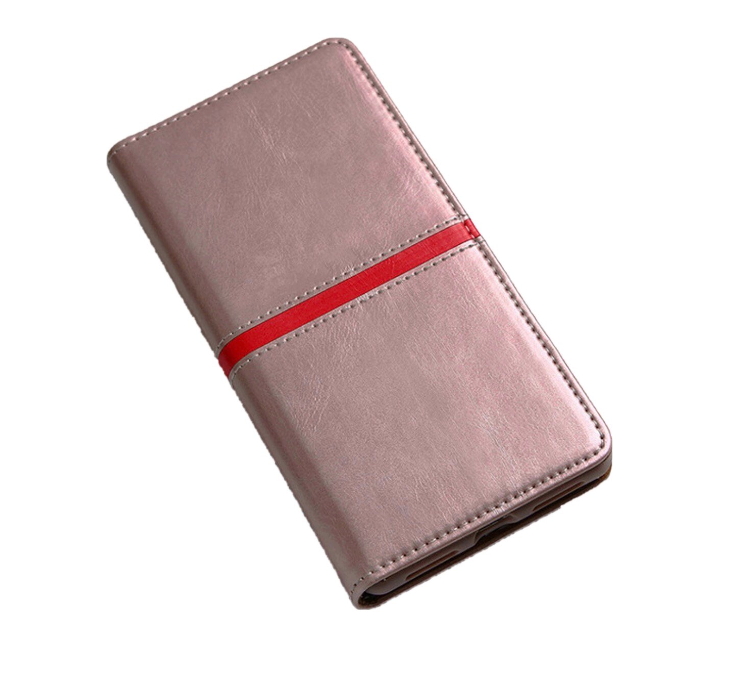 Чехол-книжка MyPads Una Fitto из водоотталкивающей импортной кожи на жёсткой металлической основе для Samsung Galaxy S3 Mini GT-i8190 розовый с зол.