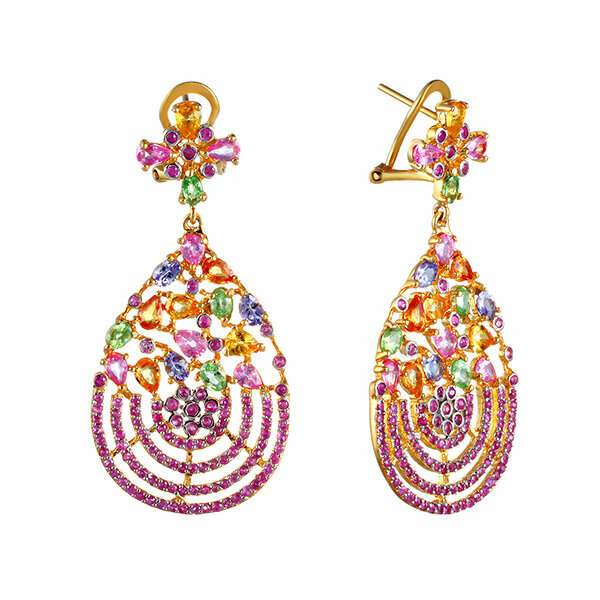Серьги, серебро, 925 проба, танзанит