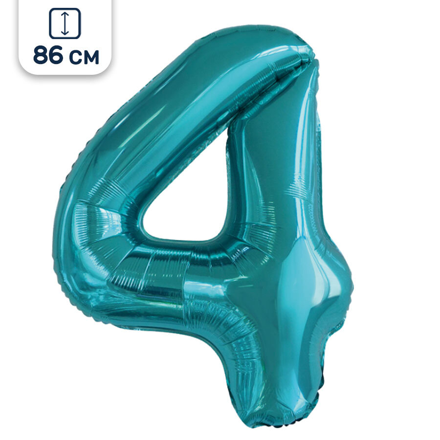 Воздушный шар фольгированный Falali Цифра 4, Тиффани, 86 см