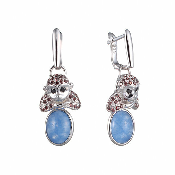 Серьги, серебро, 925 проба, жадеит
