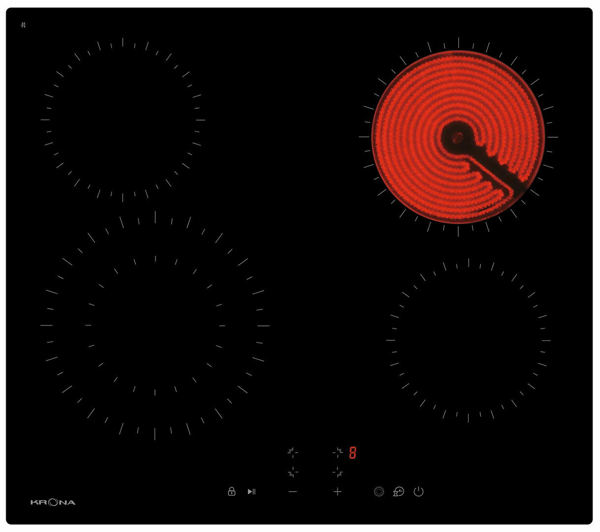 Электрическая варочная панель Krona ZAUBER 60 BL 1DZTK 59 см, 4 конфорки стеклокерамика, черный
