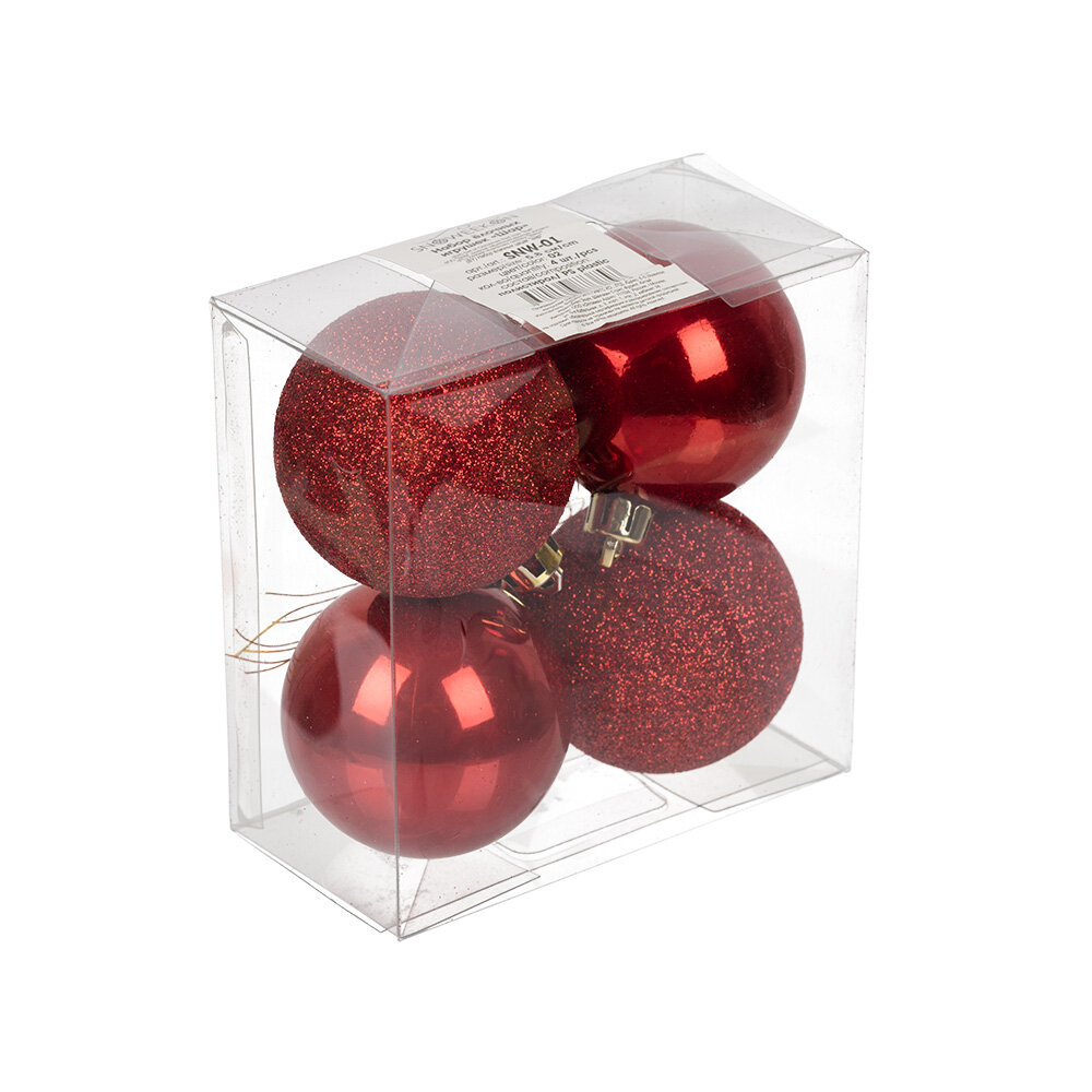 SNOWEEKON SNW-01-AQ22 Набор елочных шаров диаметром 5.8 см, 4 шт, красный ассорти №02