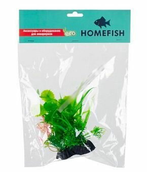 Homefish Платицериум растение для аквариума пластиковое с грузом, 12 см