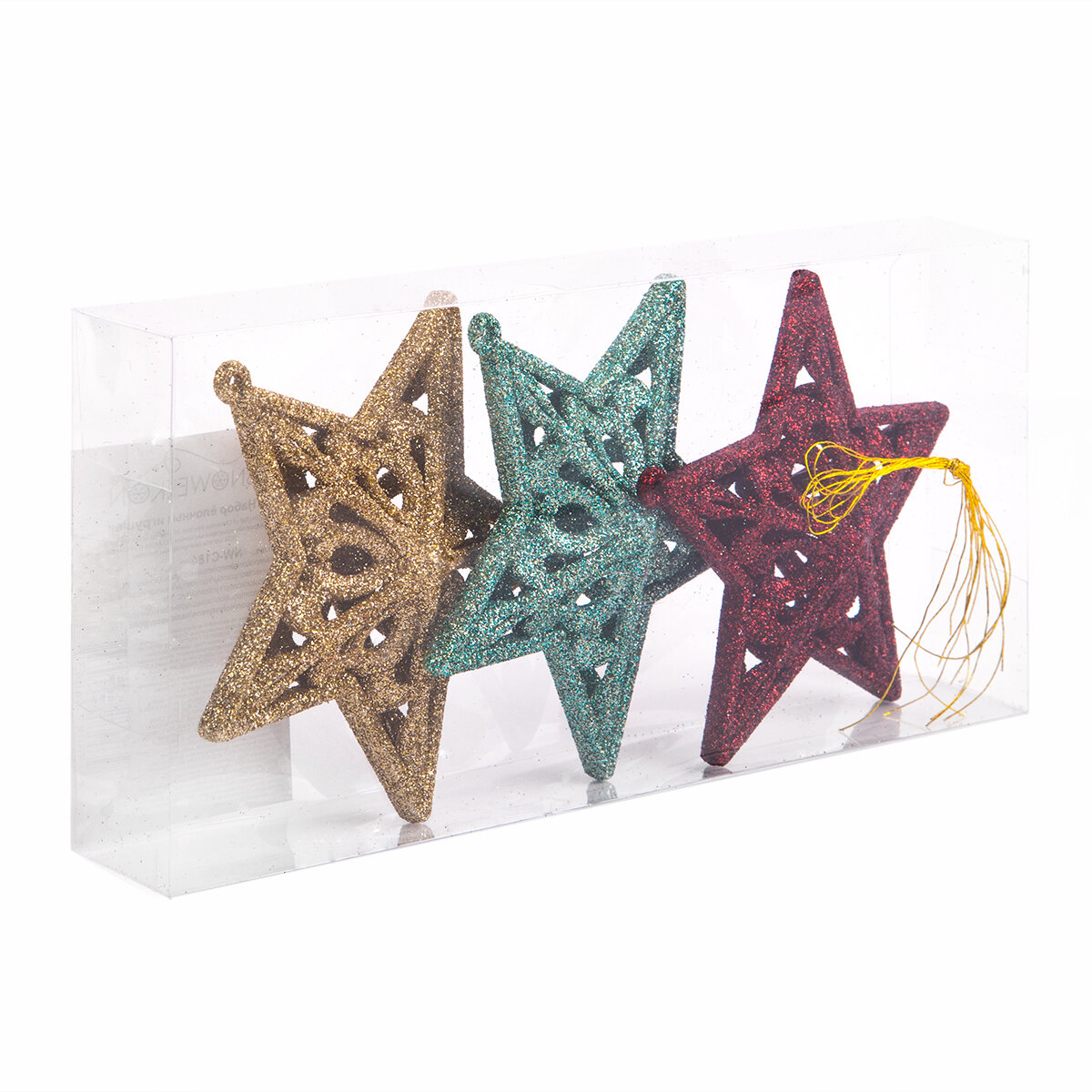 SNOWEEKON SNW-C184-HL06 Набор елочных игрушек 11.5 см, 3 шт, микс звёздочек №01 разных цветов