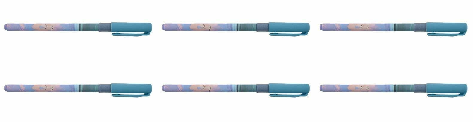 LOREX Ручка гелевая, Fluffy sky slim soft grip синий круглый корпус грип, 0,5 мм, 6 уп.