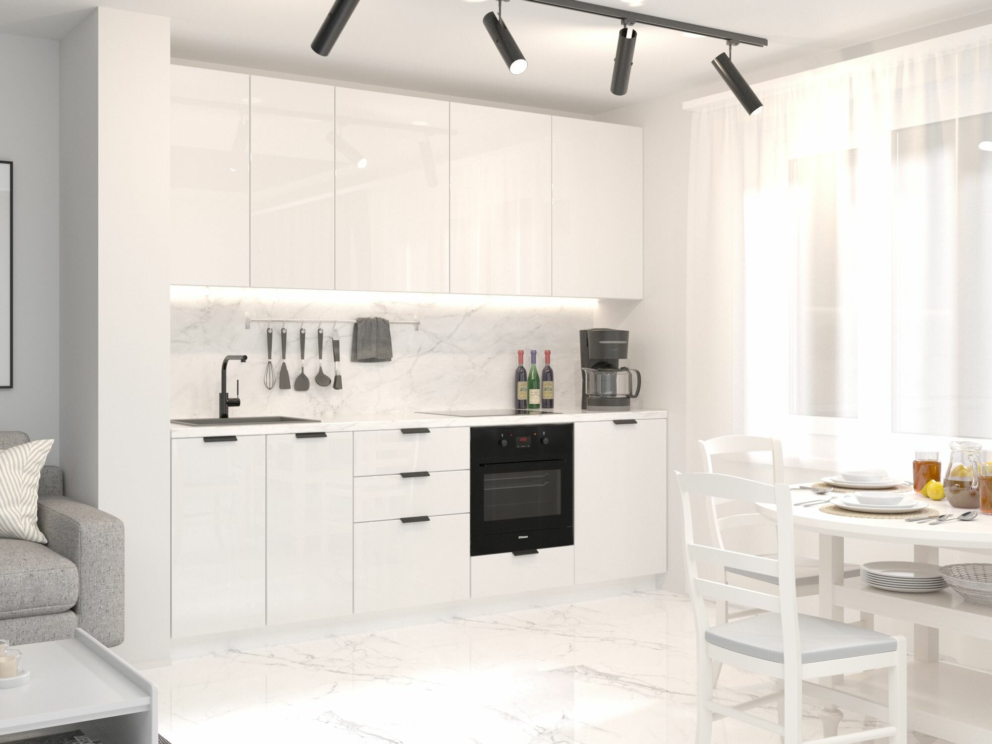 Кухонный гарнитур Фьюжн Angel глянец, 2600 мм