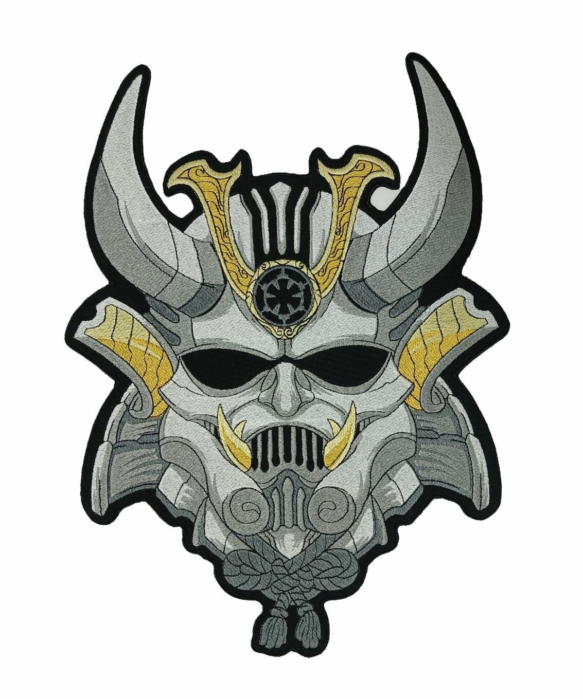 Большая нашивка на куртку, патч, шеврон байкерский, нашивка на спину Самурай воин. Размер 37х28 см.