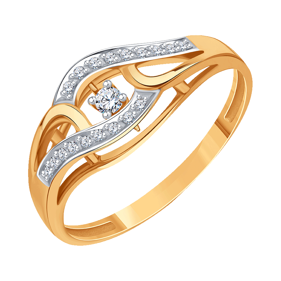 Кольцо, красное золото, 585 проба, бриллиант