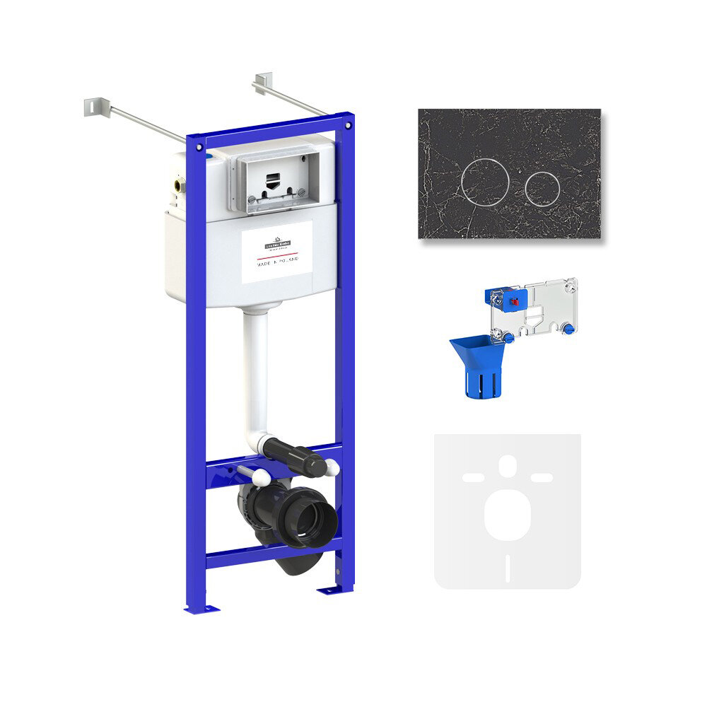 Инсталляция для подвесного унитаза комплект 5 в 1 Lavinia Boho Relfix 77020068 : система инсталляции, крепления, шумоизоляция, кнопка смыва, диспенсер