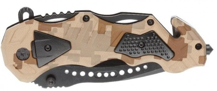 Stinger FK-014X Нож складной stinger, 100 мм, (чёрный), материал рукояти: алюминий (песочный камуфляж)