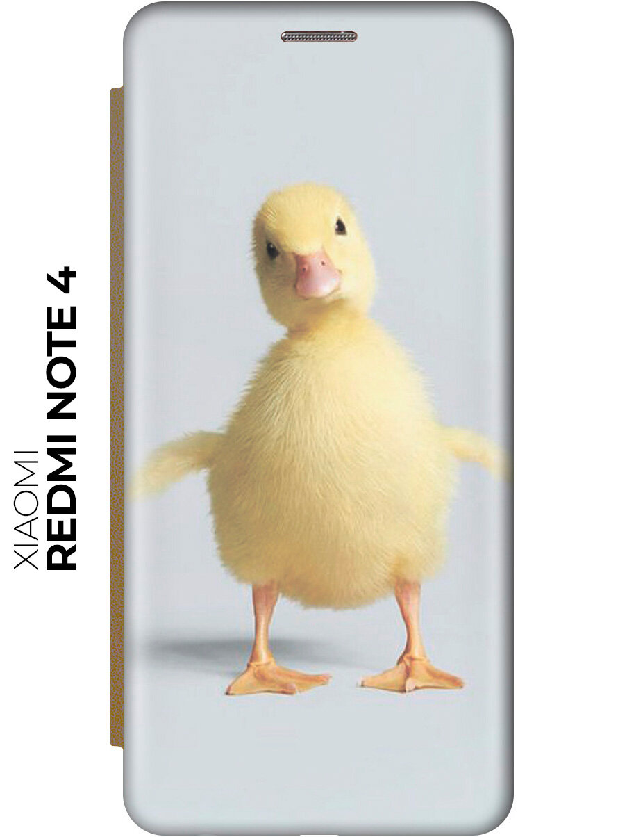 Чехол-книжка Утя на Xiaomi Redmi Note 4 / Note 4X / Сяоми Редми Ноут 4 / Ноут 4Х золотой