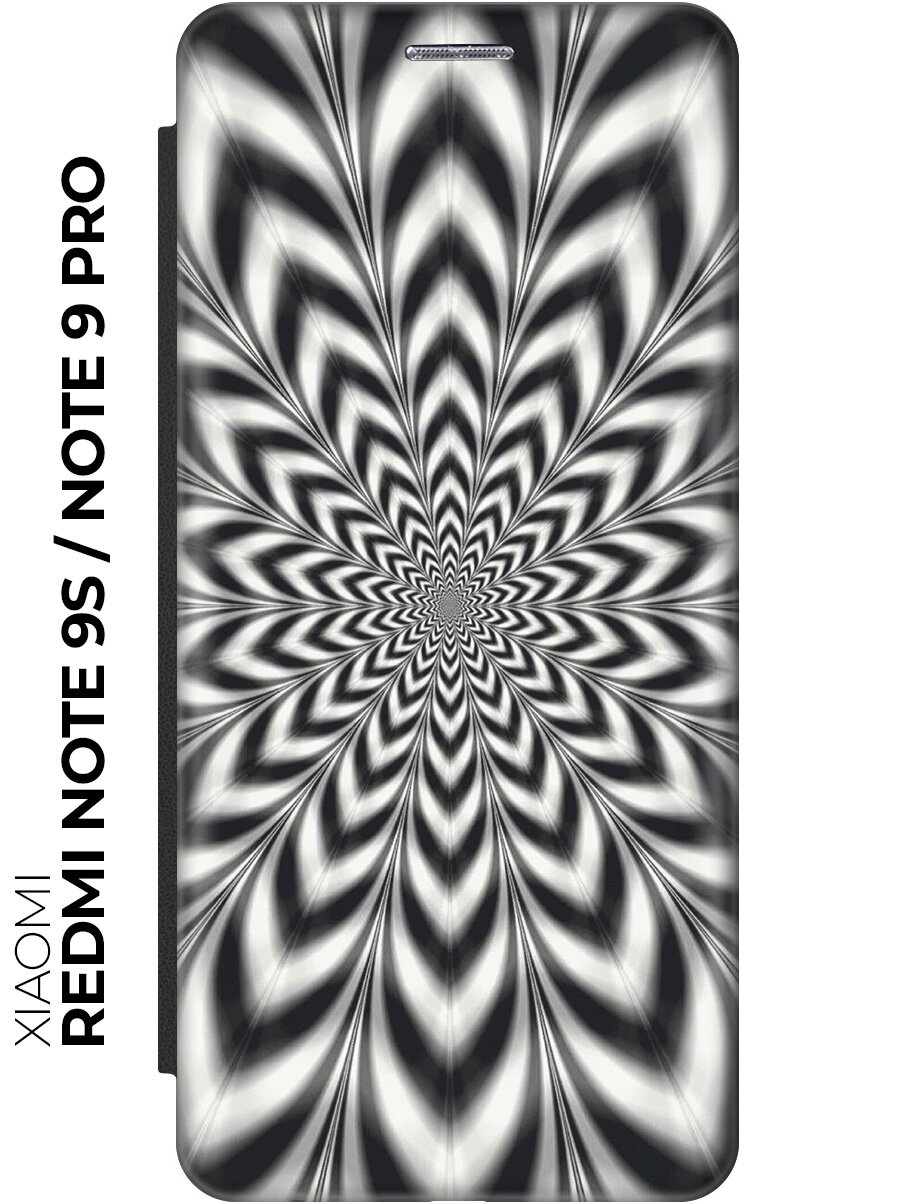 Чехол-книжка Черно-белая иллюзия на Xiaomi Redmi Note 9s / Note 9 Pro / Сяоми Редми Ноут 9с / Ноут 9 Про черный