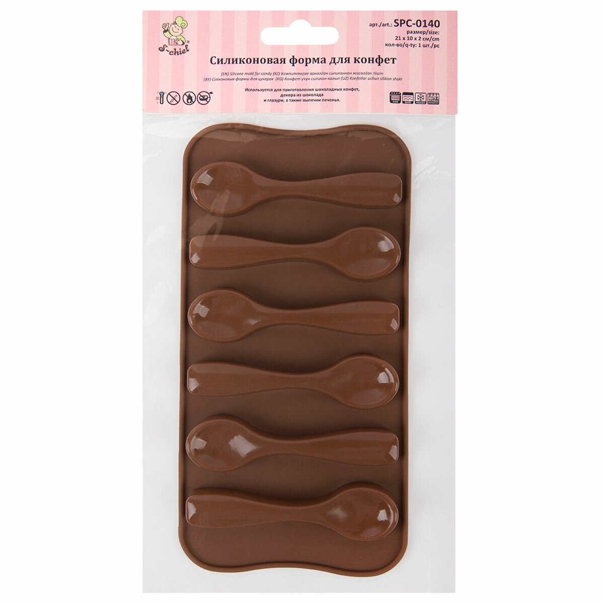 Силиконовая форма для конфет, леденцов "S-CHIEF" SPC-0140, ложки 21х10х2 см