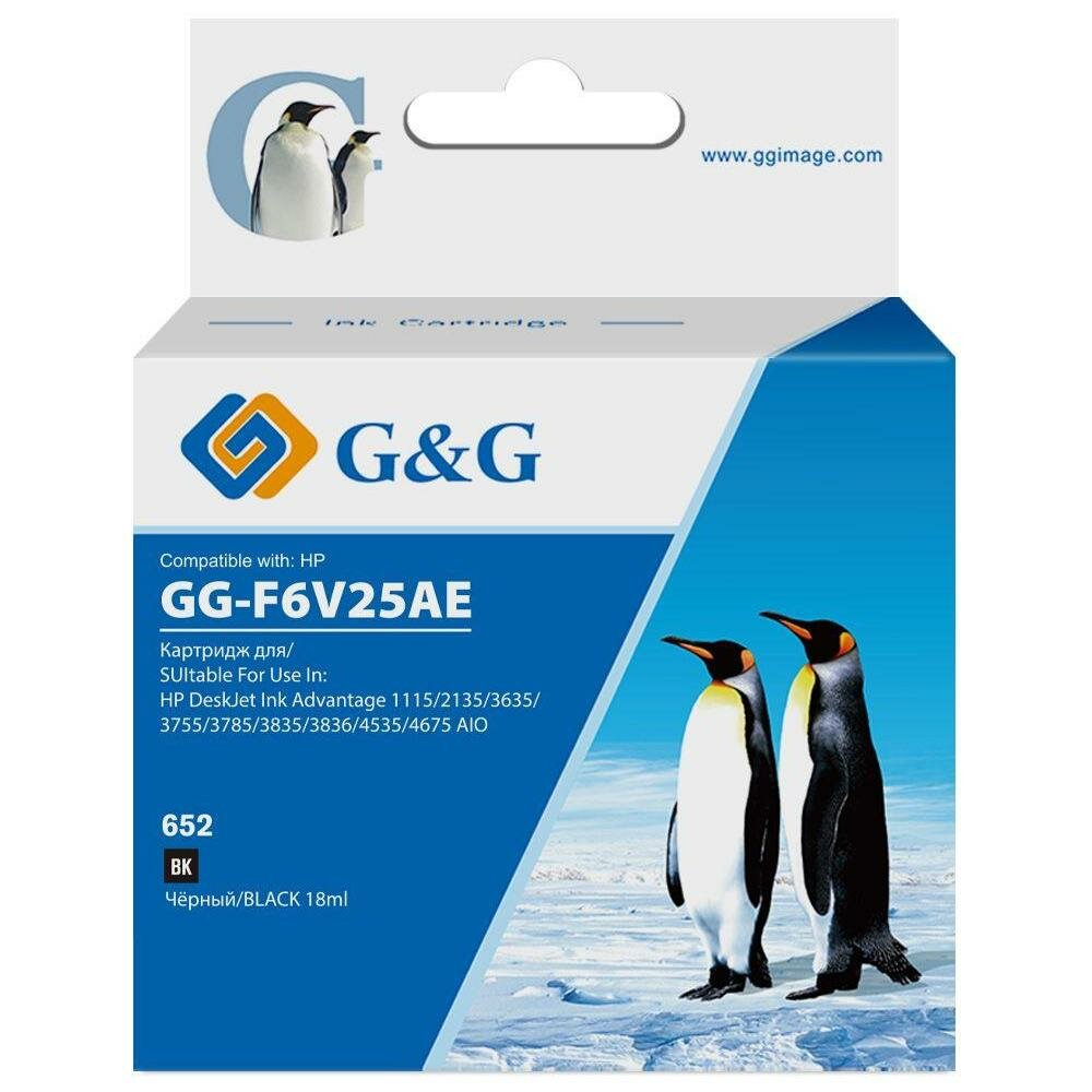 Картридж струйный G&G GG-F6V25AE 652 черный (18мл) для HP IA 1115/2135/3635/4535/3835/4675 .