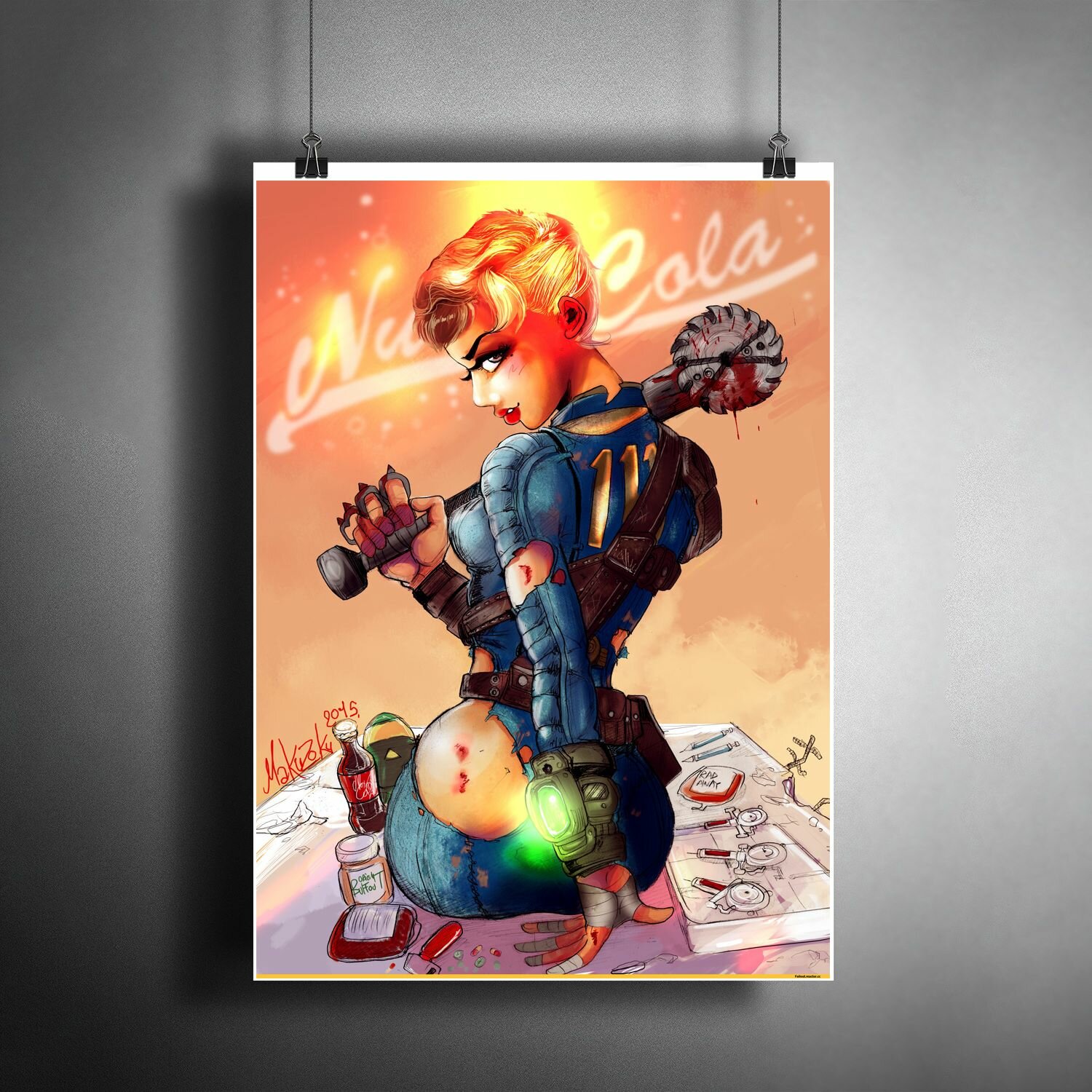 Постер плакат для интерьера "Компьютерная игра Fallout: Nuka-Cola. Игра Фоллаут : Нука Кола" / Декор дома, офиса, комнаты, квартиры A3 (297 x 420 мм)