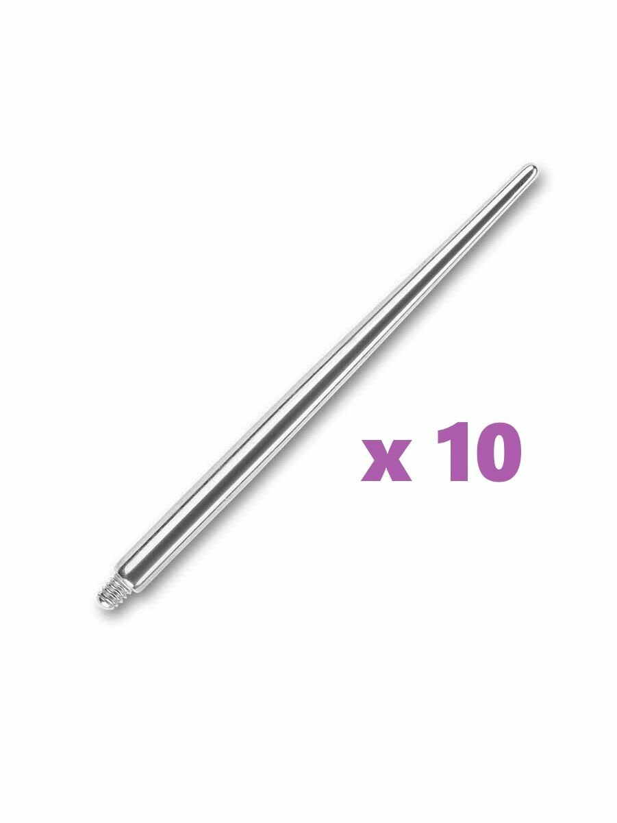 Пин, тапер растяжка для пирсинга с внешней резьбой 1,6 мм - 50 мм титан - 10 шт