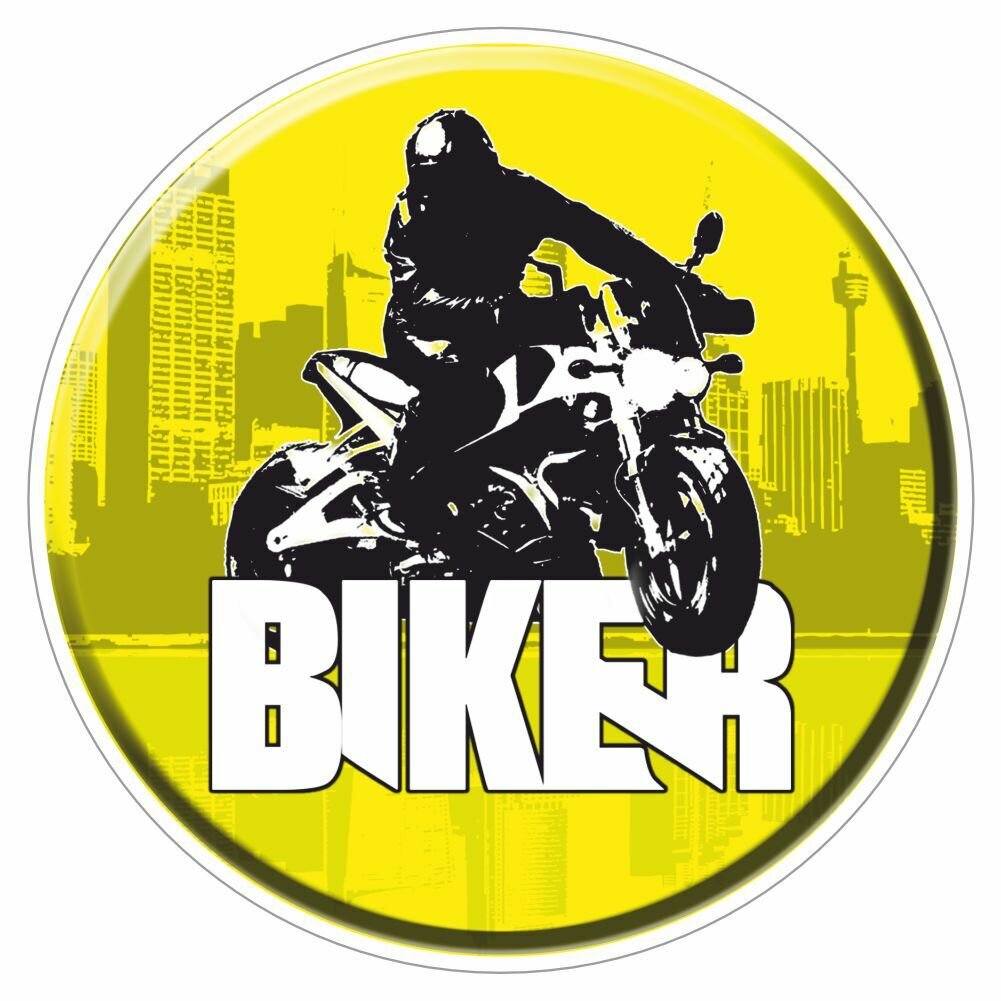 Наклейка круг 150х150мм "BIKER", Арт рэйсинг