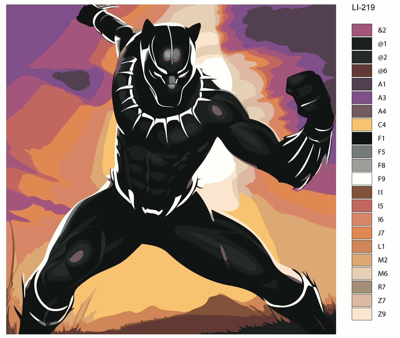 Картина по номерам,"Живопись по номерам", 40 x 40, LI-219, черная пантера