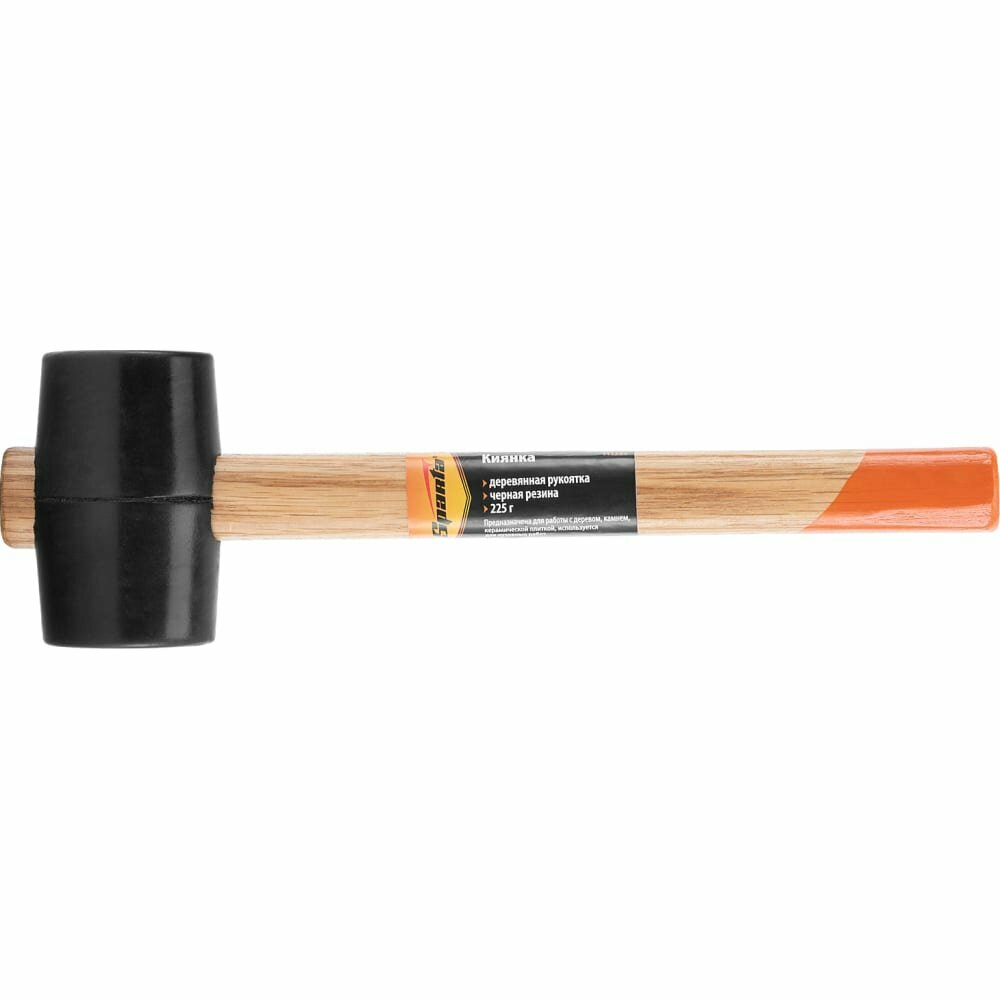 Резиновая киянка SPARTA 225 г, черная резина, деревянная рукоятка 111305, резиновый