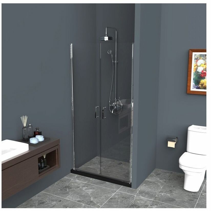 Душевая дверь BelBagno UNO-B-2-80-C-Cr хром, стекло прозрачное 5 мм (1900х800)