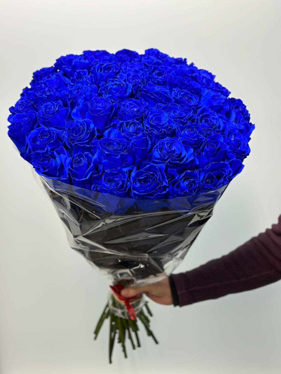 Монобукет wowflo "Синяя Роза", эквадорская роза, 25 шт, 70 см