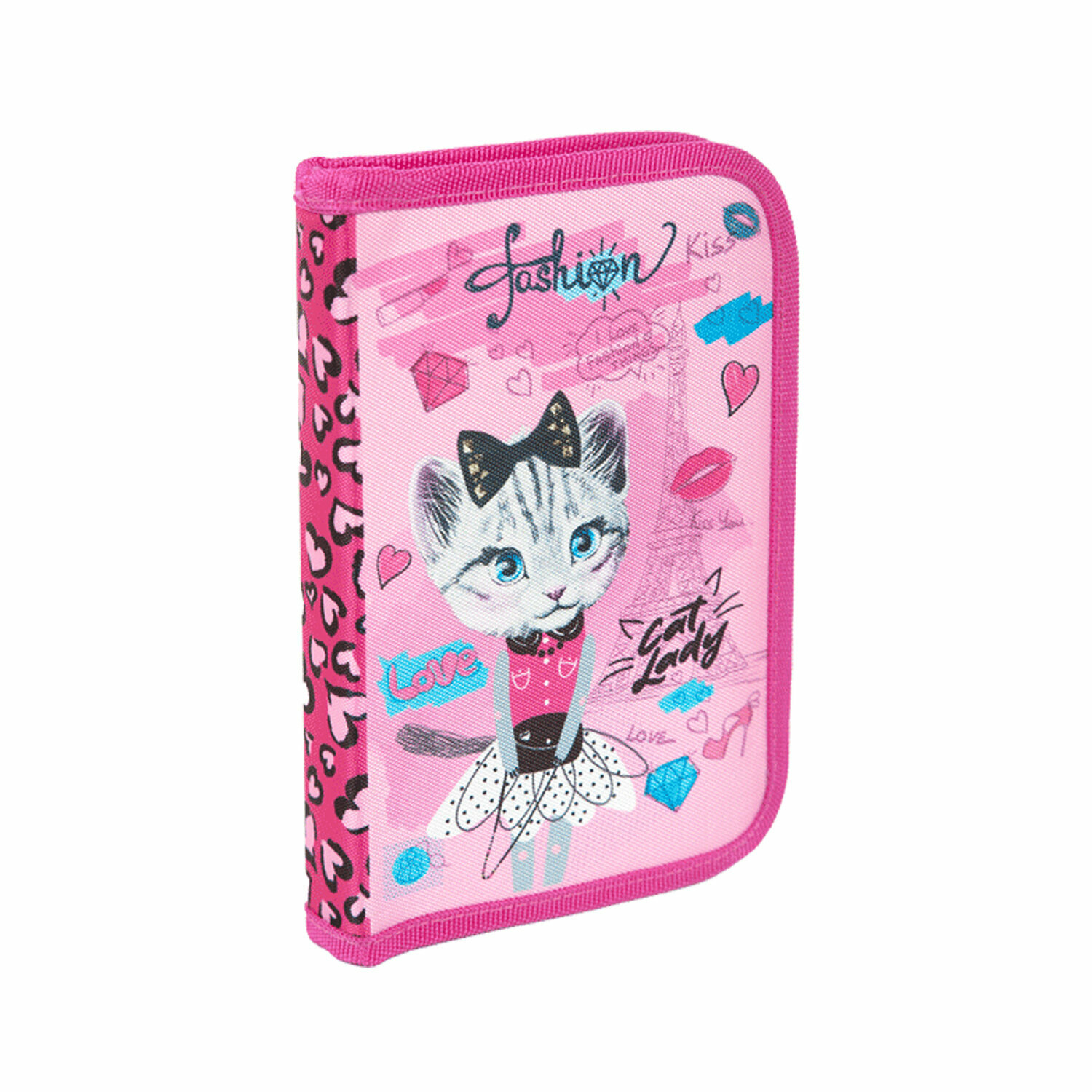 Пенал школьный 1 отделение без наполнения deVente "Cat Lady" 205х135 мм на молнии дополнительная створка дополнит. створка