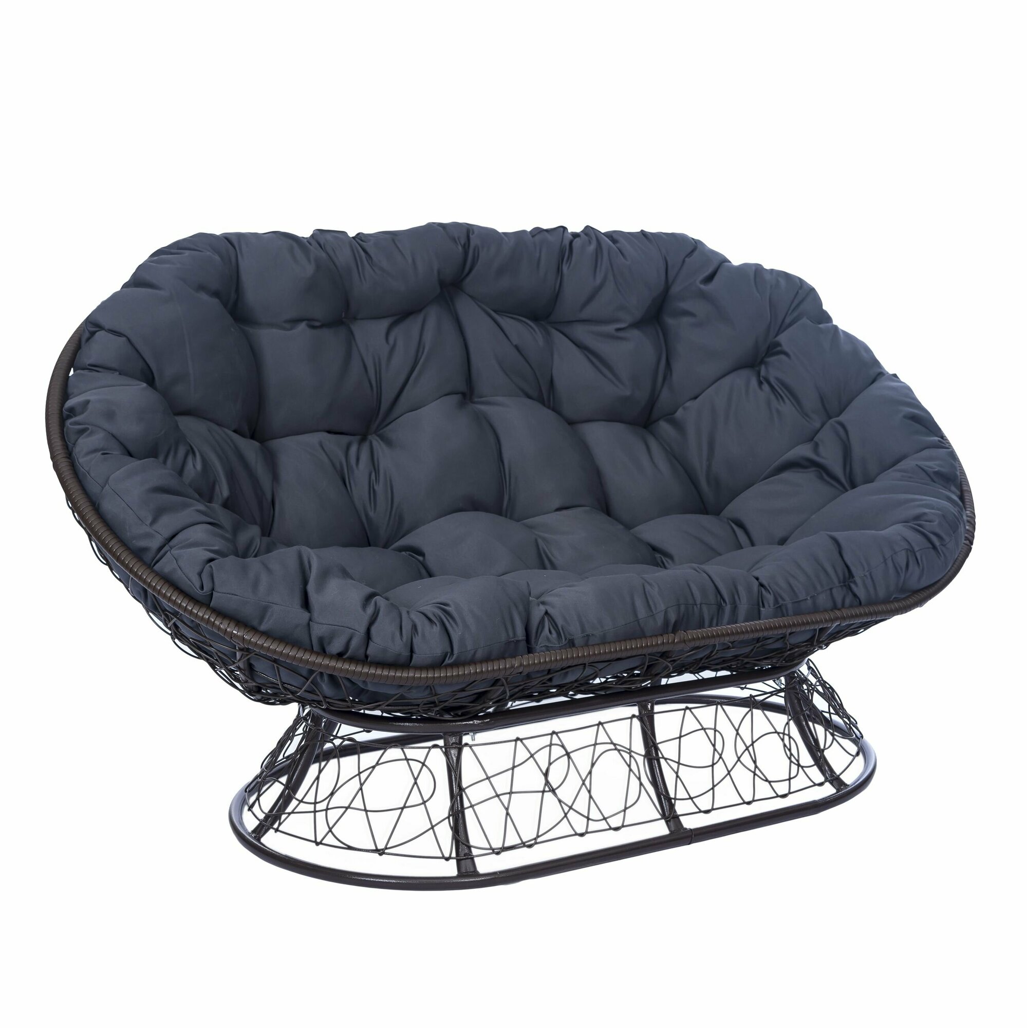 Диван садовый мамасан плюс коричневый + подушка темно-серая