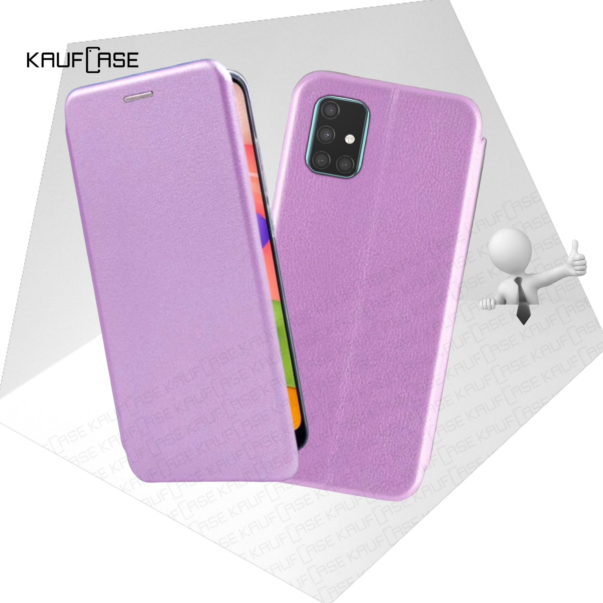 Чехол книжка для телефона Samsung A51 (A515) (6.5"), сиреневый. Текстура под кожу
