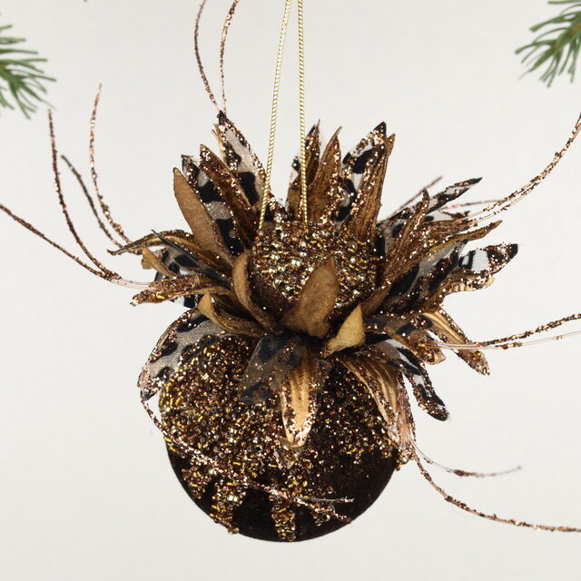 Винтажный елочный шар Girasole Marrone 10 см, Christmas Deluxe (Кристмас Делюкс), 86536