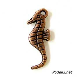 Фурнитура для бижутерии Подвеска Морской конек 0004504 медный цвет 22x9 мм, цена за 10 шт.