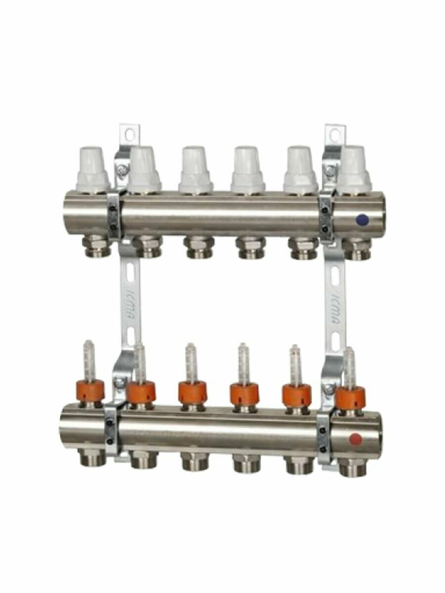 K013 1"x 5 Коллектор с расходомерами. (ICMA Италия) 87K013PQ06