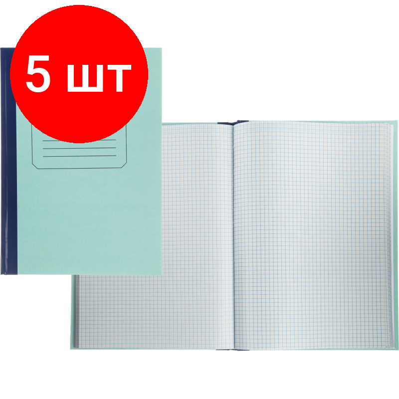 Комплект 5 штук, Книга учета амбарная в клетку 96л. обл. плотн. картон г/б