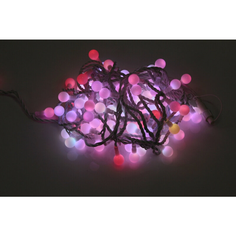 LED-PLR-100-15M-25MM-240V-RGB/WH-W/O (Fast) LED гирлянда 15м, 240V, IP65, Мульти LED/Шарик 2,5см