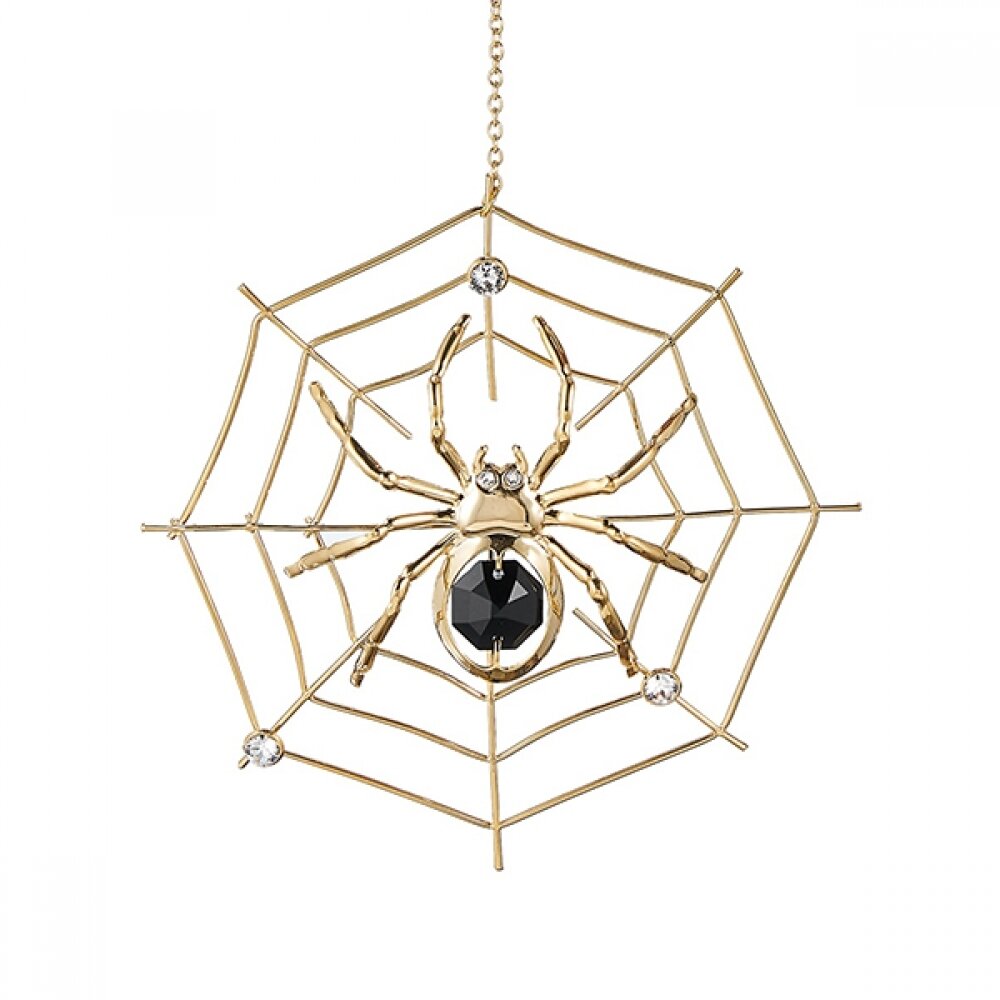 Фигурка подвесная Crystal Temptations "Паутина с пауком", 1 черный хрусталик