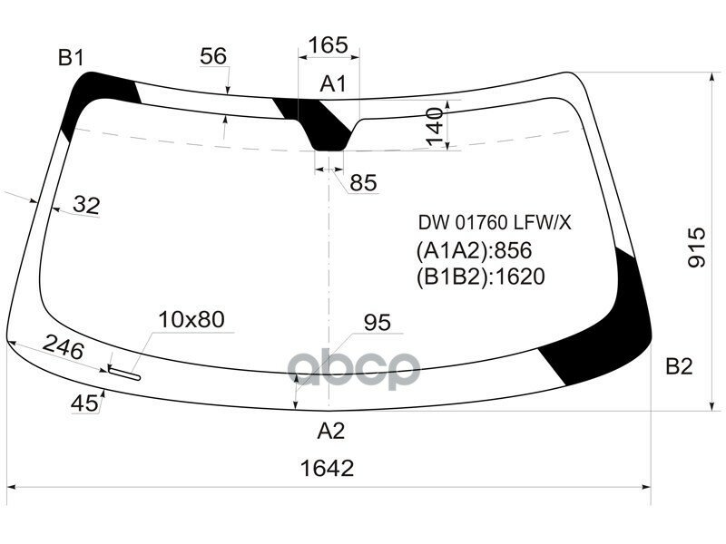 Стекло лобовое (2D CPE) Dodge Challenger 08- XYG арт. DW01760 LFW/X