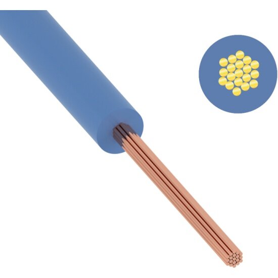 Провод Ккз ПуГВ (ПВ-3) 0,5 кв. мм, 1000 метров, медный, ГОСТ, синий, 01-8615-2