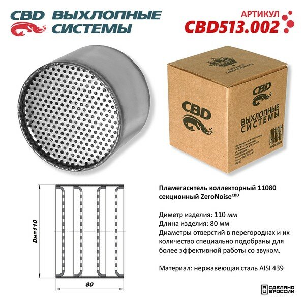 Пламегаситель коллекторный 110 х 80 секционный из Нерж стали. CBD