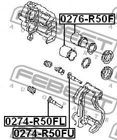 Втулка направляющая суппорта, 0274R50FU FEBEST 0274-R50FU